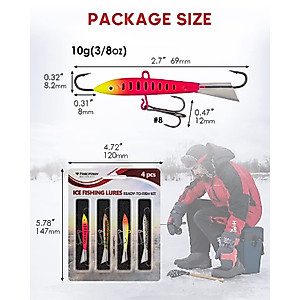 THKFISH Ice Fishing Jigs Vertical Jigs Kit Ice Fishing Tackle A-10g+C-10g