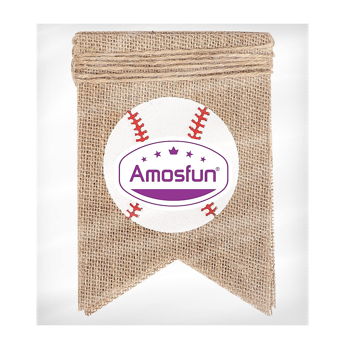 Amosfun Sport Theme Party Banner Vintage Burlap Baseball Pattern Happy Sport Bunting Banner for Sport Baseball Lover Boy Birthday Decoration