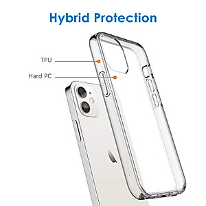JETech Case for iPhone 12 Mini 5.4-Inch, Non-Yellowing Shockproof Phone Bumper Cover, Anti-Scratch Clear Back (Clear)