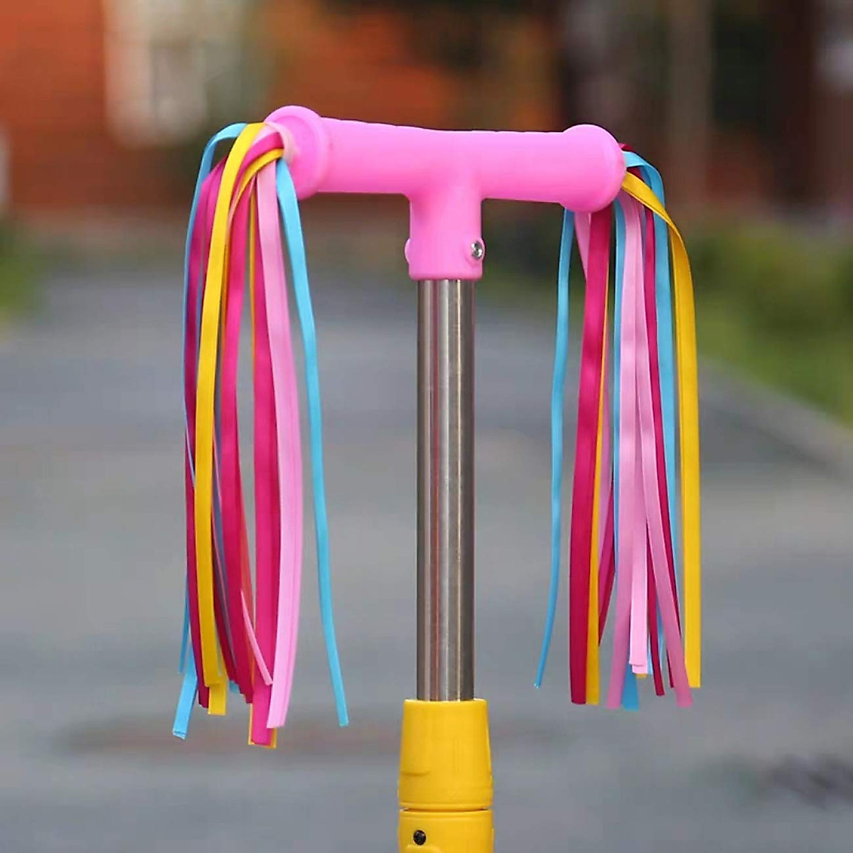 PLATT Kid's Bicycle Handlebar Streamers Colorful Ribbons Tassel for Girls Boys Bicycle Handlebar Scooter Handgrip (Yellow 1Pair)