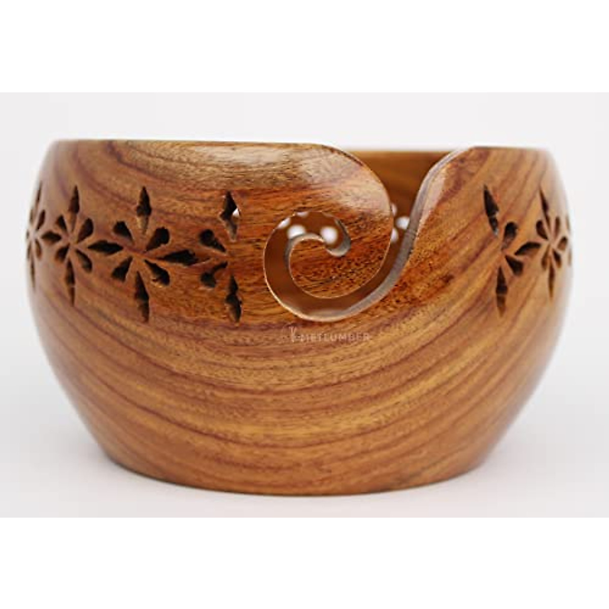 METLUMBER Wooden Yarn Bowl Holder Yarn Storage Bowl for Knitting & Crocheting Handcrafted Rosewood Yarn Storage Bowl Round Knitting Bowl Crochet Bowl Holder Knit Weave Yarn Craft