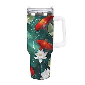 Japanese Fish Tumbler with Handle Travel Mug Water Bottle Tea Coffee Cup White-style