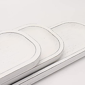 GENMOUS & CO. S/3 Wooden Dough Bowls For Farmhouse Centerpiece Table Decorations, Hand Carved Rustic Rectangular Wooden Serving Platters For Home Decor, Party Display or Serving Trays(Large)