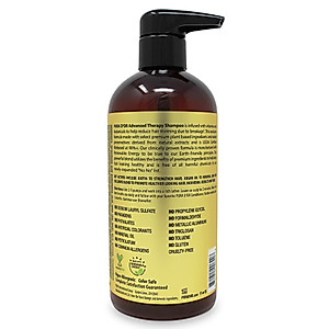 PURA D'OR 16 Oz Advanced Therapy Shampoo Reduces Hair Thinning & Increases Volume, No Sulfate, Biotin Shampoo Infused with Argan Oil, Aloe Vera for All Hair Types, Men & Women
