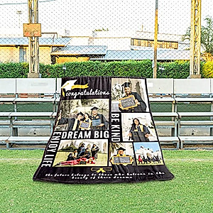 Personalized Graduation Blanket 2023, Customized Graduation Gifts for Her Him, Custom Name Photos Picture Throw Blankets, College, High School Graduation Gift for Daughter Son Niece Friends, 40"x30"