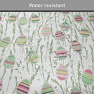 Lunarable Farm Chair Seating Cushion Set of 2, Spring Easter Party Theme Eggs and Leaves Art Print, Anti-Slip Seat Padding for Kitchen & Patio, 16"x16", Fern Green Pale Pink