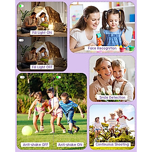 Digital Camera, FHD 1080P Kids Camera with 32GB SD Card 44MP Point and Shoot Camera with 16X Digital Zoom, Compact Portable Small Digital Camera for Teens Students Kids Girls Boys Beginner-Purple