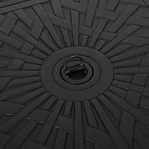 Christopher Knight Home Karen Outdoor 4 Seater Wicker Swivel Chair and Fire Pit Set, Dark Brown + Beige + Matte Black