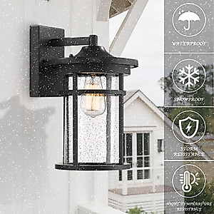 Casia Outdoor Wall Lights, Outdoor Wall Sconces, Exterior Wall Lantern, Outdoor Wall Lighting Fixture, Outdoor Wall Mounted Lights Patio, Porch, Garden,Balcony (Black, 14.17" H)