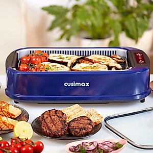 Smokeless Grill Indoor, CUSIMAX Electric Grill, 1500W Indoor Grill, Portable Korean BBQ Grill with LED Smart Display & Tempered Glass Lid, Non-stick Removable Plate, Preferred for Family Parties