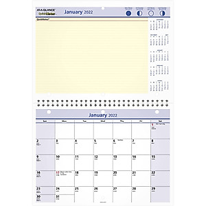 2022 Wall & Desk Calendar by AT-A-GLANCE, 11" x 8", Small, Monthly, Wirebound, QuickNotes, Daily Blocks 1-1/4” x 1-1/4” (PM5028)