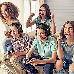 Cdycam Gaming Headset for PS4, PC, Xbox One Controller, Wired Gaming Chat Headphones with 7.1 Surround Sound, Noise-Cancellation Microphone, LED Blue Light Gaming Headset (RED)