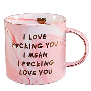 Lapogy Valentines Day gifts for Her Wife Girlfriend Gifts,Funny Gifts for Women/Christmas Gifts for Her/Birthday Gifts Mug,Presents Ideas for Women,I Love You Coffee Mug Pink Marble Coffee Cup 12 Oz
