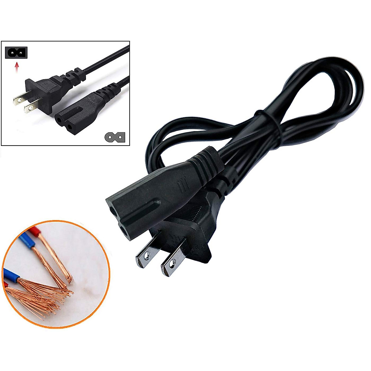 UpBright 2 Pin AC Power Cord Cable Compatible with Sony CFD Series CD Boombox Blu-Ray Player CFD-G30 CFD-G35 CFD-G50 CFD-G300 CFD-G505 CFD-G55 CFD-G70 CFD-G700 CFD-S300 CFD-S32 CFD-S33 CFD S34 250