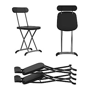 S AFSTAR Folding Chair Set of 4, Heavy-Duty Foldable Chairs with Solid X-Shape Metal Frame Hold Up to 400 lbs, 4 PCS Lightweight Folding Chairs for Garden Patio Backyard, Home & Commercial Use, Black