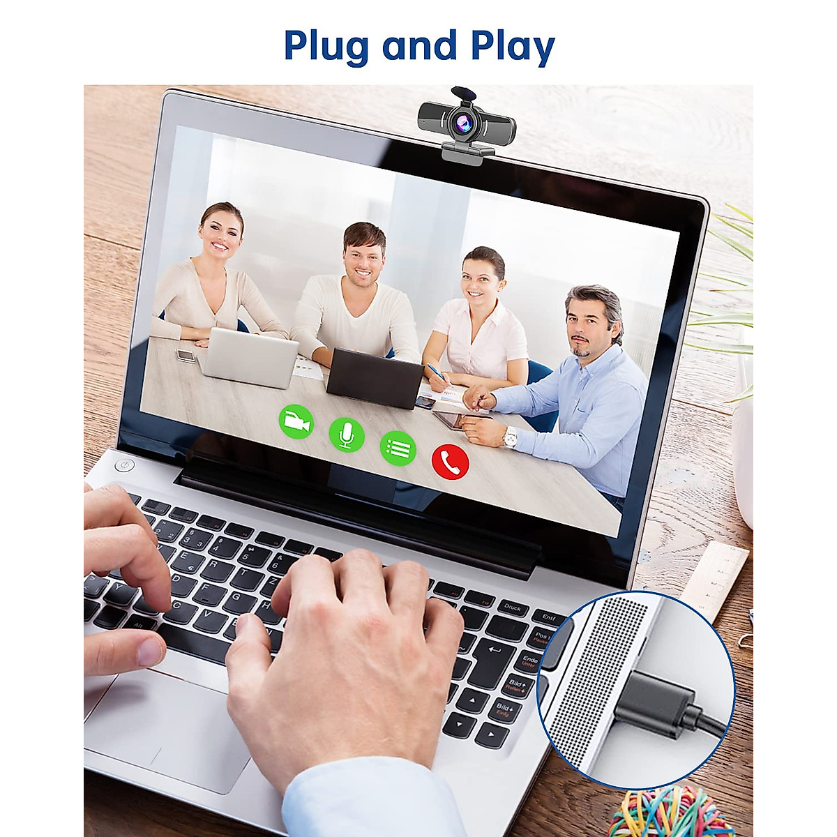 Webcam with Microphone, 1080P 30fps HD Webcams, USB 2.0 Computer Webcam, 3D Noise Reduction and Automatic Gain Web Cam for PC Mac Laptop Desktop,Video Calling, Online Classes and Video Conference