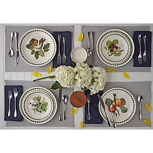Portmeirion Pomona Collection | Set of 6 | Ceramic Dinnerware Dish Set | Microwave and Dishwasher Safe | Assorted Fruit Motifs | Made in England (Oatmeal/Soup Bowl)