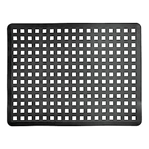 mDesign Decorative Kitchen Plastic Sink Protector Set, Quick Draining - Protect Surfaces and Dishes - Modern Slotted Design - Includes 1 Saddle, 2 Large Mats - Set of 3 - Black