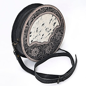 Merbaa Western Canteen Round Bag Luxurious Cowhide Leather Messenger Bag for Women - Your Ultimate Style Companion for Every Occasion