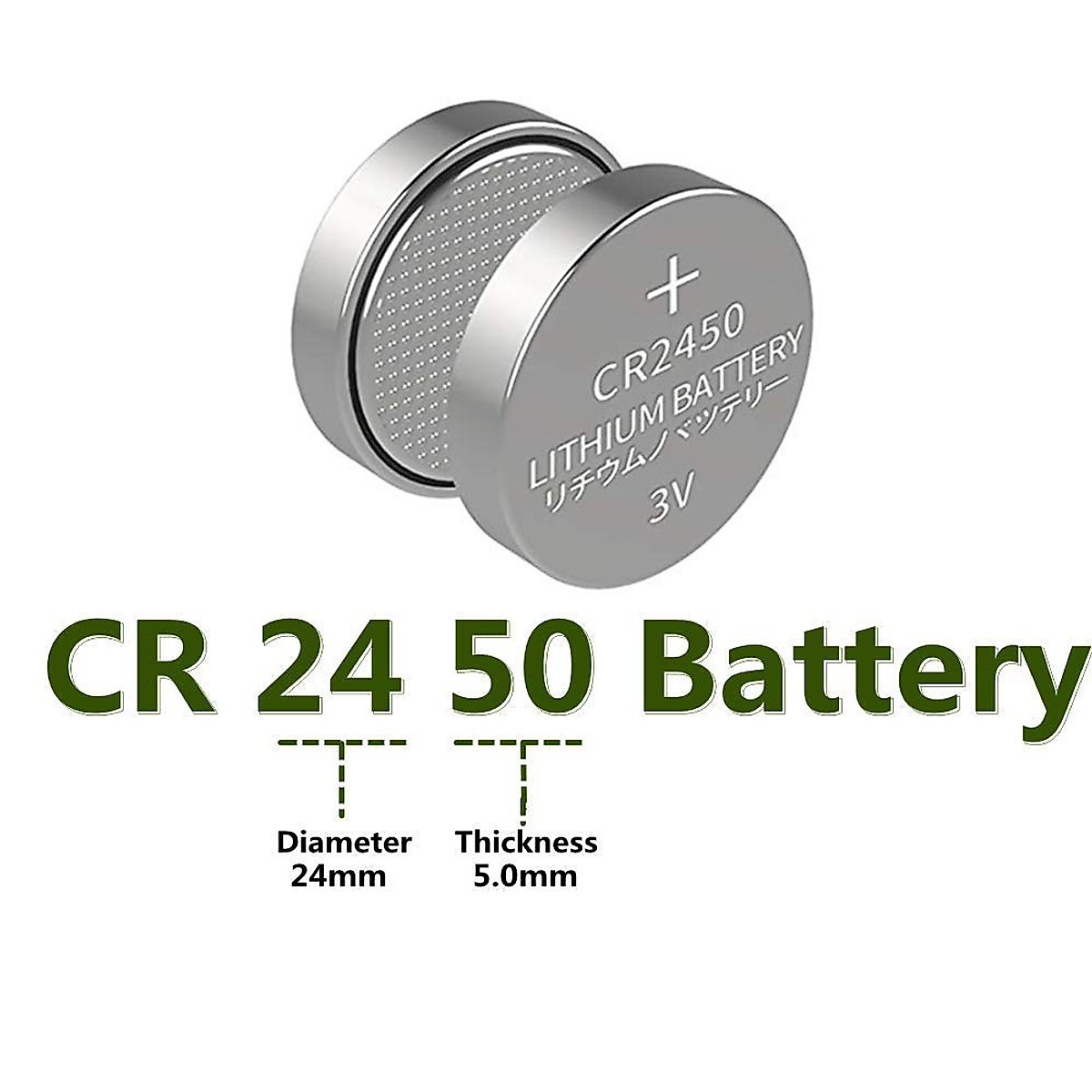 KaPonsec 5PC CR2450 2450 Battery 3V Lithium Battery