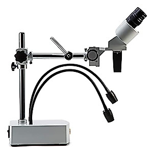 Swift S41-20 Professional Dissecting Binocular Stereo Microscope, WF10x WF20x Eyepieces, 10X 20X Magnification, 1X Objective, LED Lighting, Boom-Arm Stand
