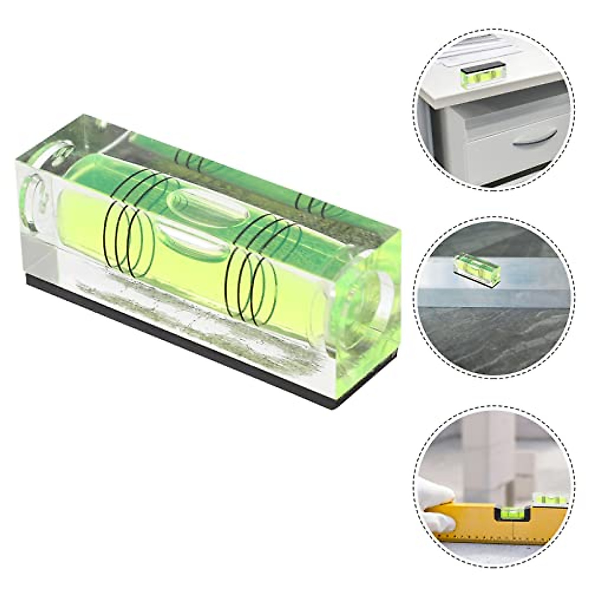 VILLCASE Magnetic Tool High Precision Mini Level Bubble Small Horizontal Bubble Three Line Horizontal Pearl Level Magnetometer (52 * 18 * 15mm Green magnetism 1PCS) Magnetic Tools
