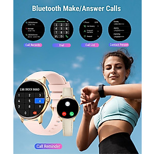 Holiday Smart Watches for Women with Answer Make Calls, 1.32" Ladies Fitness Watch with Heart Rate Monitor Sleep Step Counter Tracker, IP68 Waterproof Smartwatch for Android iOS Phone (2 Straps)