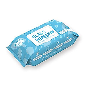 Air Jungles Glass and Window Cleaner Wipes 70 Count (Pack of 1), Extra Large 8" x 10" Size Multi-Surface Streak Free Glass Cleaning Wipes for Car Windshield Headlight Mirror Tile Household Appliance