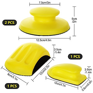 MIVIDE 4 PCS 5 inch Hook and Loop Hand Sanding Block, Round Mouse-Shaped Nano Gray Bottom for 5 Inch Hook and Loop Discs Ideal for Woodworking, Furniture Restoration, Automotive Body Arts and Crafts