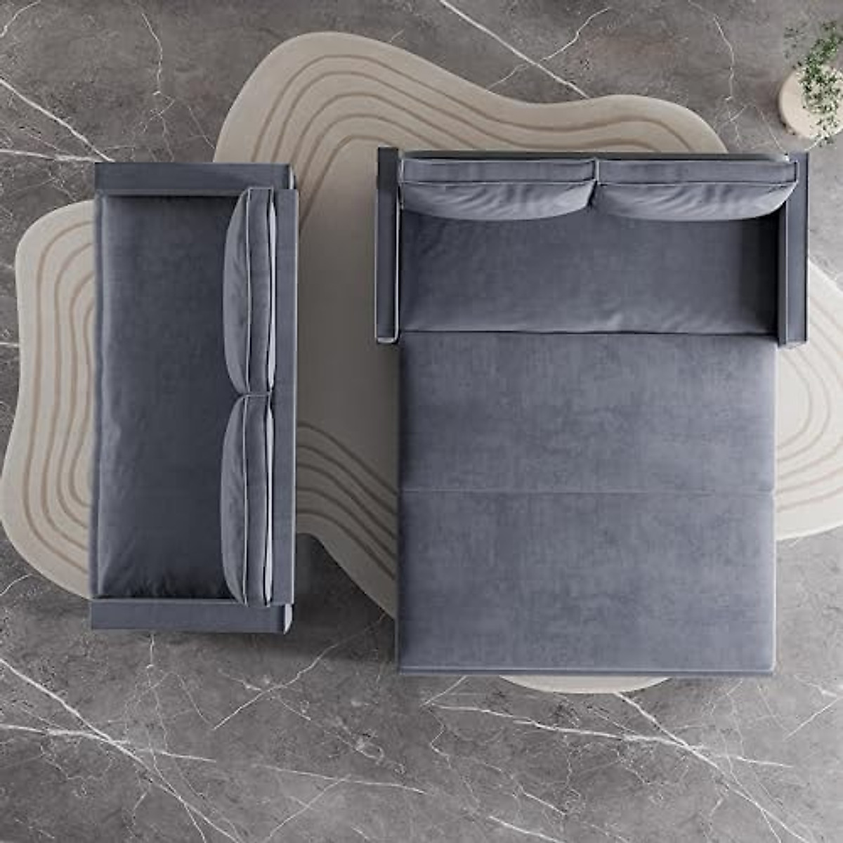 Verfur Pull Out Couch, Dark Gray Velet 63.8" Queen with USB Port