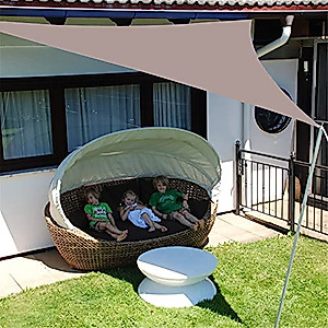 JLCP Waterproof Triangle Sun Shade Sail 4 X 4 X 5.7 M, 90% UV Block Canopy for Patio, Right Angle Garden Shade Sails with 3 Ropes,Sunshade Awnings for Outdoor Camping Lawn,Light Brown