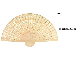 Wobe 60 Pack Sandalwood Fans- Baby Shower Gifts & Wedding Favors, Wooden Openwork Personal Handheld Folding Fans for Wedding Party, Home Decorations Birthday Gift