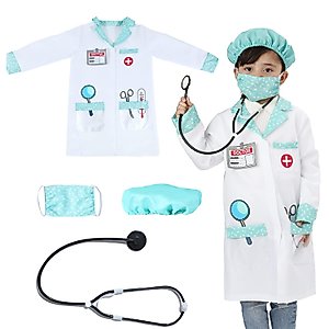 Wizland Child Doctor Role Play Costumes,Doctor Dress Up Play Set Kits for Kids XS 3-5