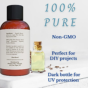 Christina Moss Naturals 100% Pure Vegetable Glycerine Made from Organic Flax Seeds Only, Great Moisturizer for Skin, Hair, and DIY Skin Care Projects, Not GMO, Paraben Free