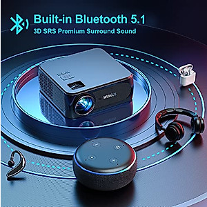 5G WiFi Bluetooth Projector, WiMiUS Top K8 Full HD 4K Projector Support 4P/4D Keystone, 50% Zoom, Bluetooth 5.1 Outdoor Video Projector for PC Smartphone USB (200000H)