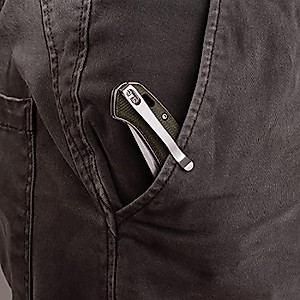 Tunafire Folding Pocket Knife, Utility Pocket Knives for Men with D2 Blade Micarta Handle, EDC Tactical Knife with Clip for Outdoor Survival Hunting (Army Green)