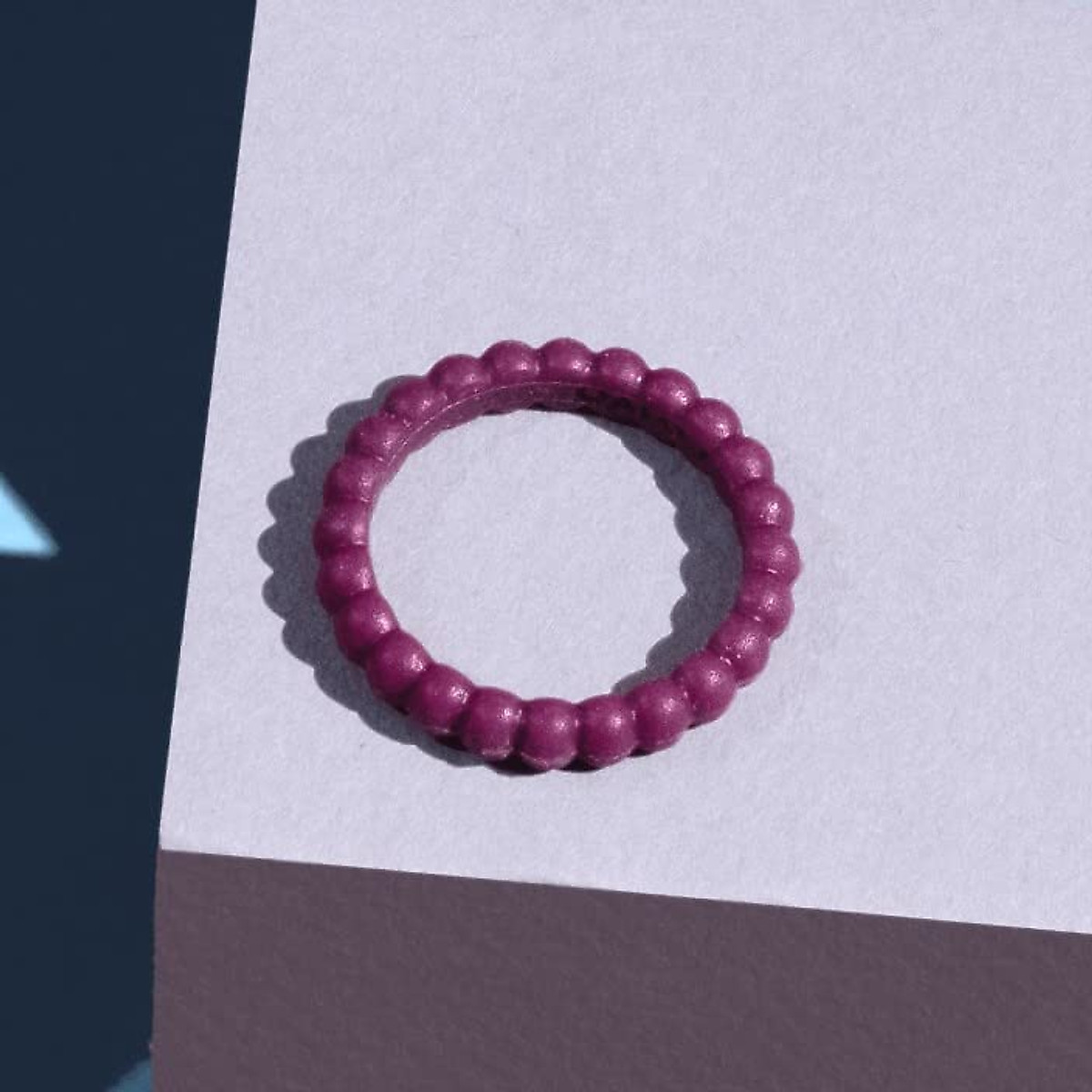 QALO Women's Rubber Silicone Ring, Stackable Bead, Rubber Wedding Ring for Women, Breathable, Durable Engagement Silicone Band, 4mm Wide 2.5mm Thick, Plum, Size 8