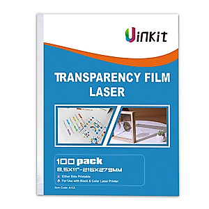 Uinkit 100Sheets Laser Transparency Film and 50 Sheets Inkjet Transparency Film Ohp Clear Overhead Projector