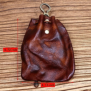 Wugebud 1 Pcs Leather Mini Medieval Pouch Keychain, Coin Organizer, Change Holder, Leather Drawstring Pouch for Men & Women