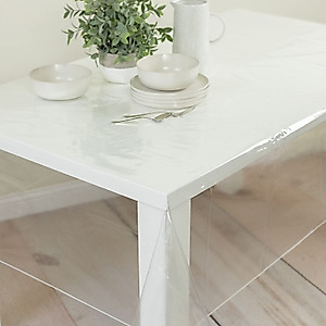 Benson Mills Heavy Duty Clear Plastic Tablecloth Protector, 100% Waterproof Table Cloth, Oil Spill Proof, Table Cover for Dining Tables, Parties and Holidays (60" x 84" Rectangular)