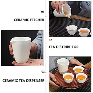 YARNOW Ceramic Chinese Gong Kung Fu Tea Cup Milk Pitcher Cha Hai Tea Fairness Cup Sharing Pitcher Gong Dao Bei Cup (White)