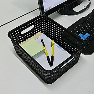 Morcte Black Plastic Storage Basket Bins Organizer, 4-Pack