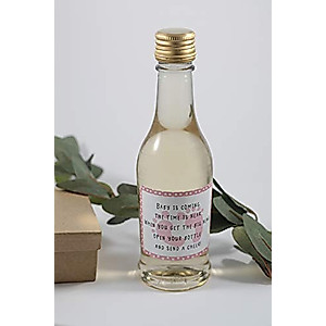 Mini Wine Bottle Stickers - Baby is Coming Labels for Baby Shower (Set of 22) (Pink)