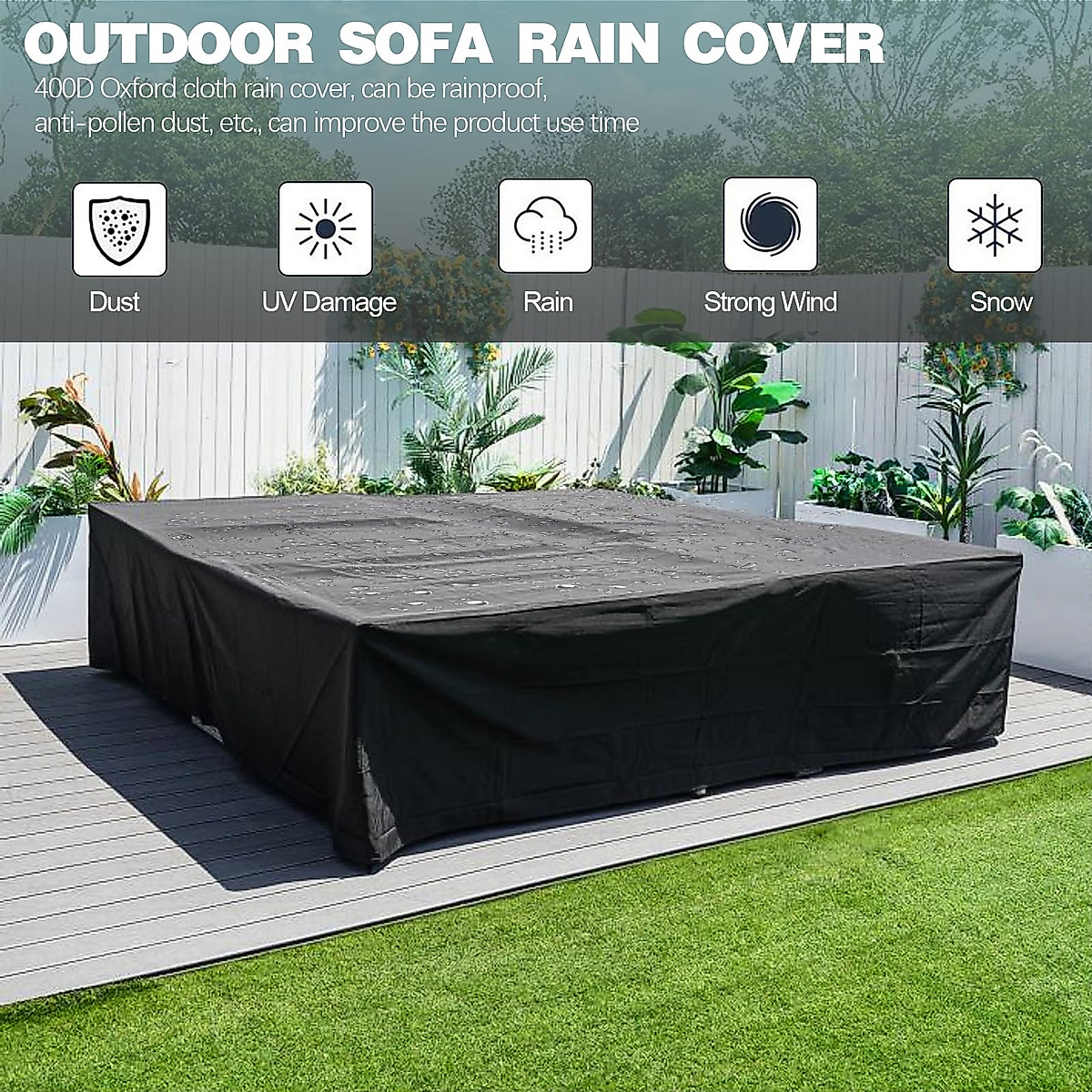 Vimstora 5 Pieces Outdoor Patio Sectional Furniture Set with Ottomans, Wicker Patio Furniture Conversation Sets Sofa for Backyard Garden Balcony Poolside,Waterproof, rain Cover