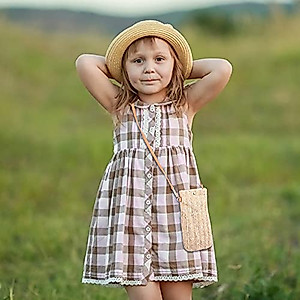 BESTOYARD Crossbody Tote Straw Woven Phone Bag Lip Stick Crossbody Bag Magnetic Button Shoulder Summer Beach Storage Pouch Handbag Crossbody Wallet