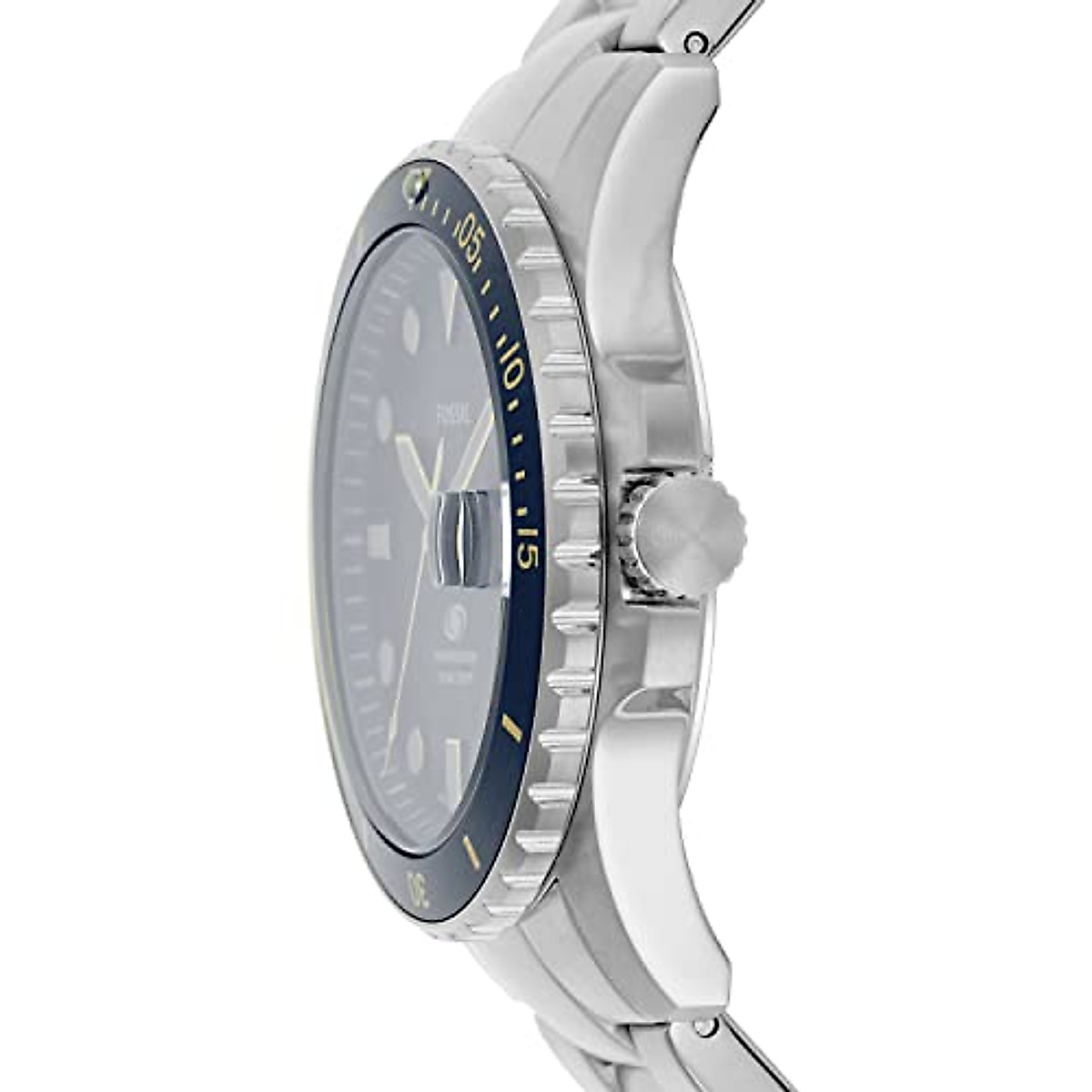 Fossil Men's Fossil Blue Quartz Stainless Steel Three-Hand Watch, Color: Silver (Model: FS5949)