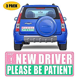 Sukh New Student Driver for Car - Student Driver Car Magnet Be Patient Student Driver Magnet Boys and Girls Safety Warning Reflective Signs Reusable Movable 3 Pcs