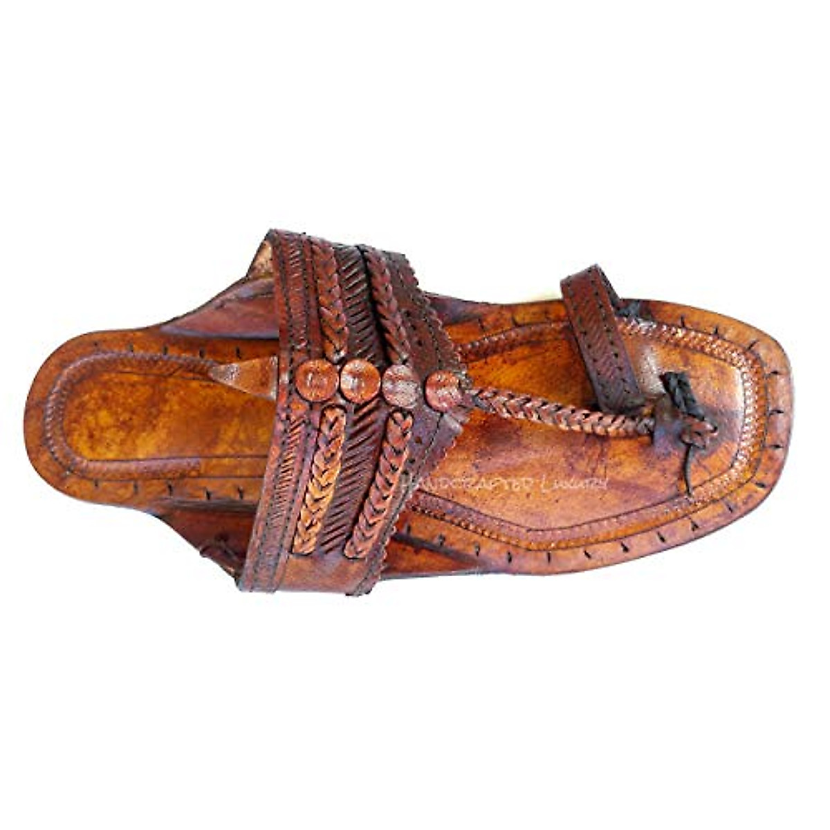 Handcrafted Luxury Men Water Buffalo Hippie 100% Leather Sandals Biblical Leather Sneakers Jesus Sandals Brown Finger Style Kolhapuri Sandals (8 M US Men / 10 M US Women)