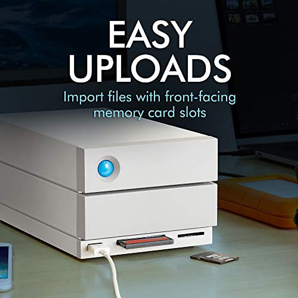 LaCie 2big Dock RAID 16TB External RAID Hard Drive HDD with SD Card CF Card Slots, for Mac and PC Desktop Data Redundancy Thunderbolt 3 USB-C USB 3.0, 1 Month Adobe CC, Data Recovery (STGB16000400)