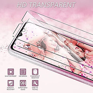 KSWOUS for Galaxy A03S Phone Case with Screen Protector [2 Pack], Glitter Sparkly Bling Pink Protective Cover with Kickstand for Women Girls Slim Shockproof Case for Samsung A03S Case (Pink)